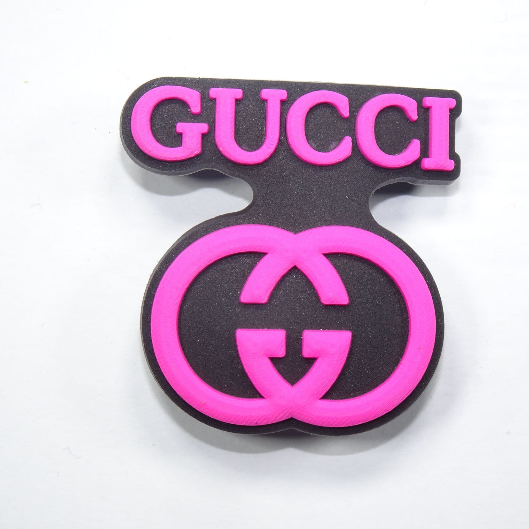Gucci Stylised Badge Logo Dark Pink Shoe Charm