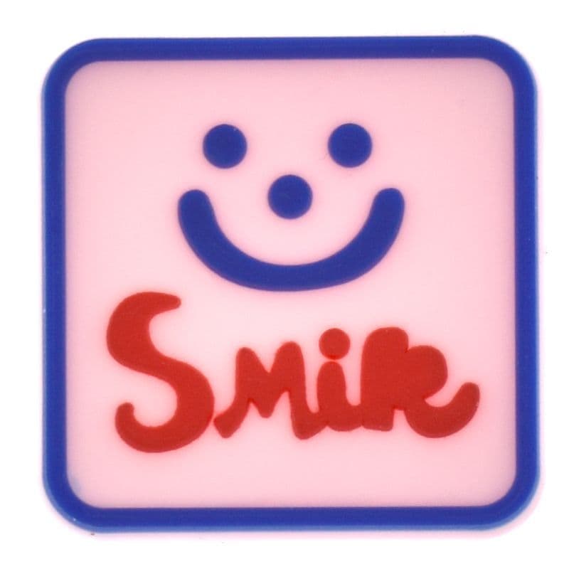 Smiley Smile Square Pink With Blue Borderemoji Shoe Charm