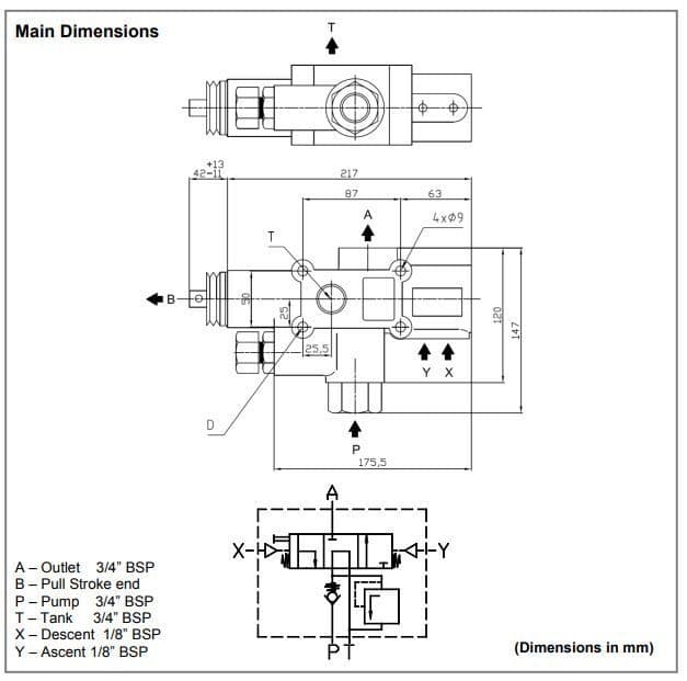Hydraulic Tipper Valve 130 L/M - DCTA130