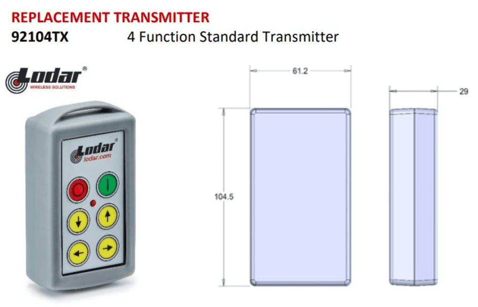 Lodar 4 Function Wireless Remote Control Handset - 92104TX-3