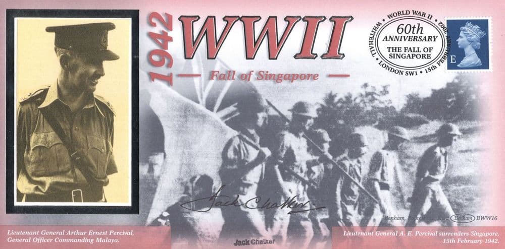 1942 WW2 Fall Of Singapore Jack Chalker War POW Hand Signed FDC