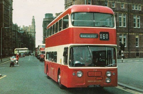 1965 Manchester Daimler Vintage Double Decker 60 Tram Bus Photo Postcard