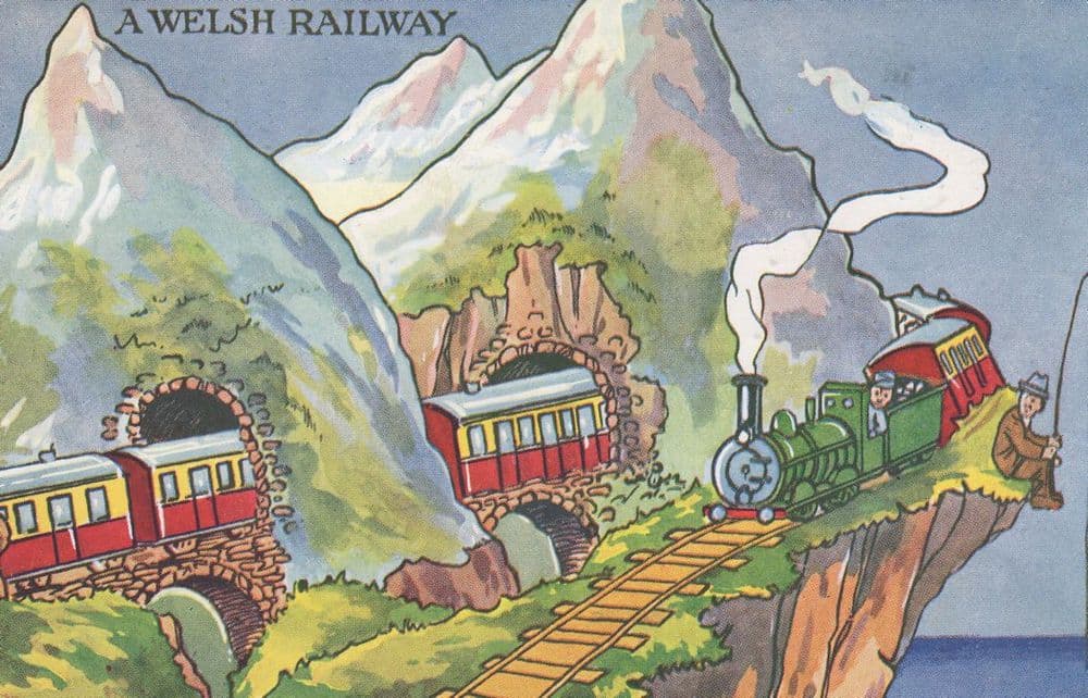 A Welsh Railway Vintage Wales Train Comic Postcard