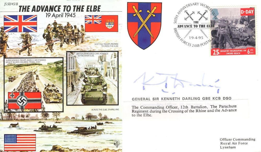 Advance To The Elbe Kenneth Darling Parachute Regiment WW2 Hand Signed FDC