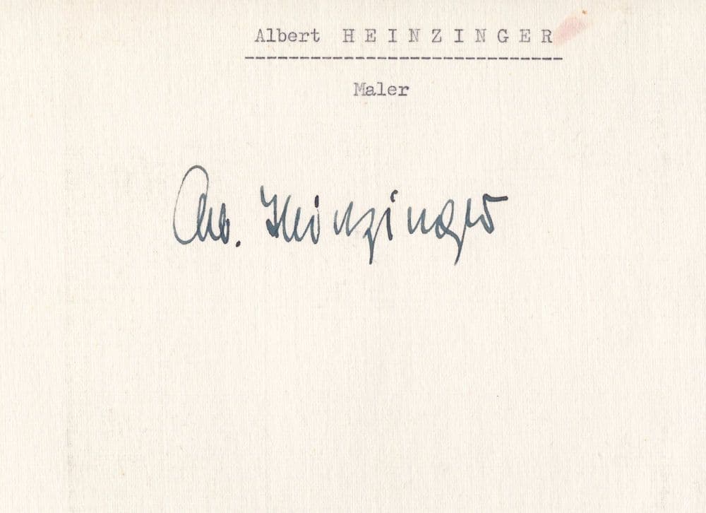 Albert Heinzinger German Artist Painter Hand Signed Autograph Card