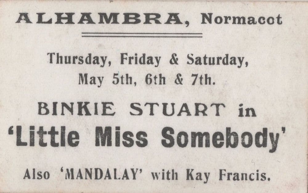 Alhambra Normacot Binkie Stuart Little Miss Somebody Advertising Photo