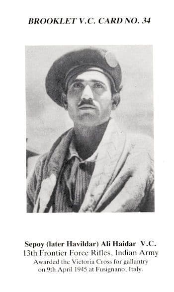 Ali Haidar 13th Frontier Force Rifles Indian WW2 Victoria Cross Postcard