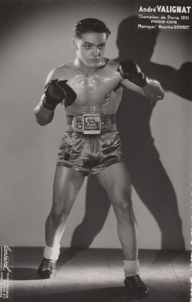 Andre Valignat French Boxing Champion Old Management Card Photo