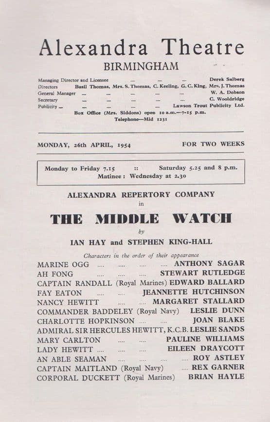 Anthony Sagar Dads Army Birmingham Alexandra Theatre 1950s Theatre ...