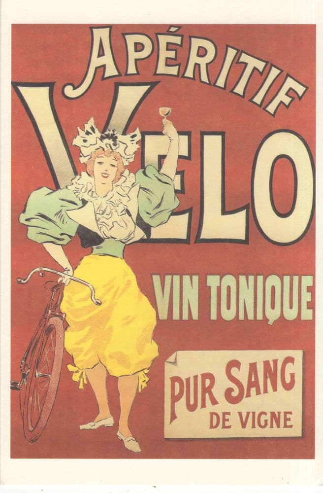 Aperitif Velo Vin Tonique French Drink Old Poster Advertising Postcard