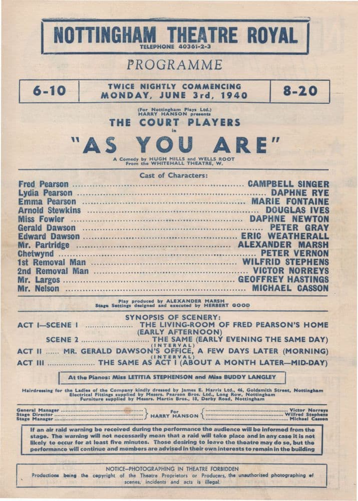 As You Are Campbell Singer Of Tony Hancock Dads Army Nottingham WW2 ...