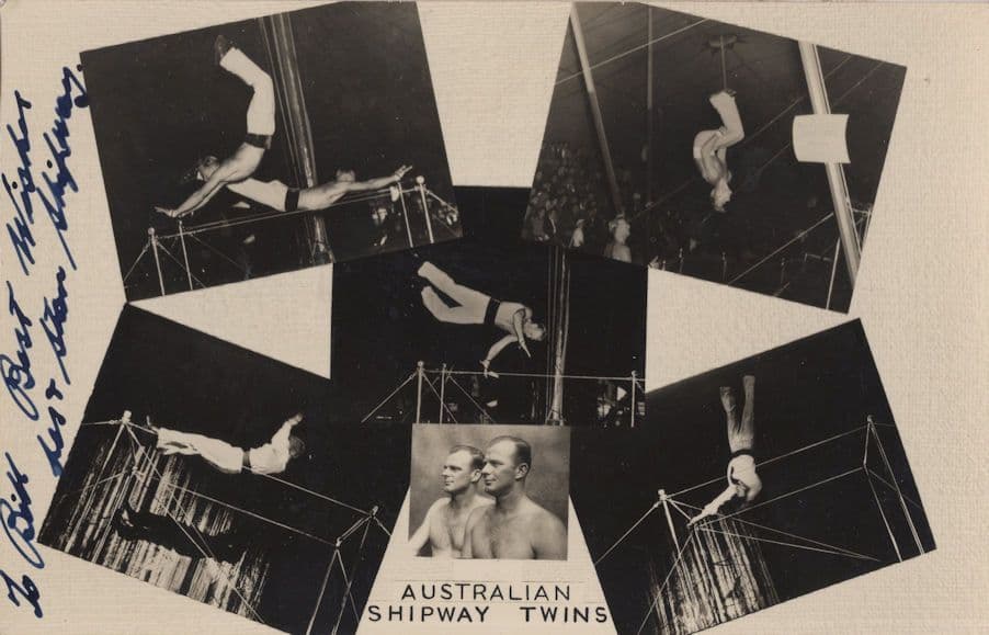 Australian Shipway Twins 1950s Circus Performers Hand Signed Photo