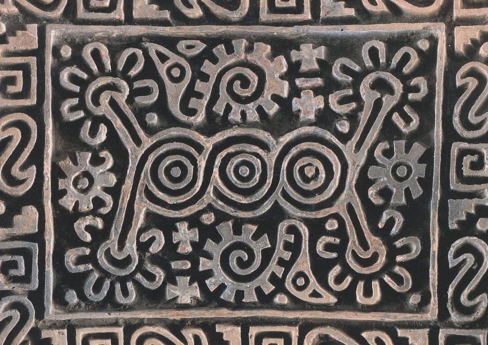 Aztec Stamp Detail from 1500 Fired Clay Exhibit RA Postcard