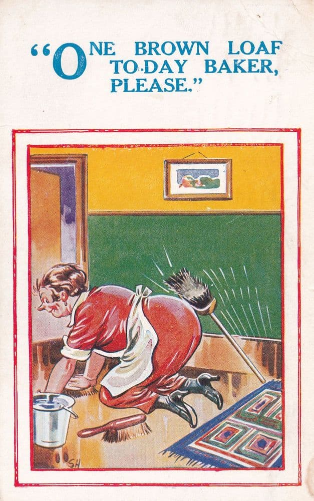 Bakery Comic 1942 WW2 War Bakers Bread Comic Postcard