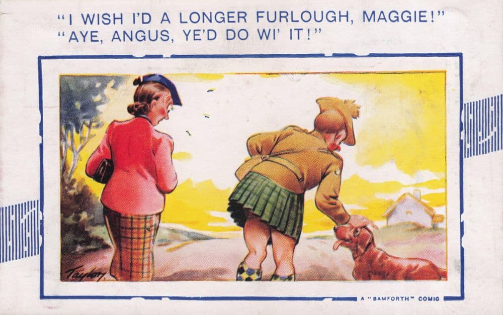 Bamforth Scottish Furlough Dog Maggie No 839 Old Comic Postcard