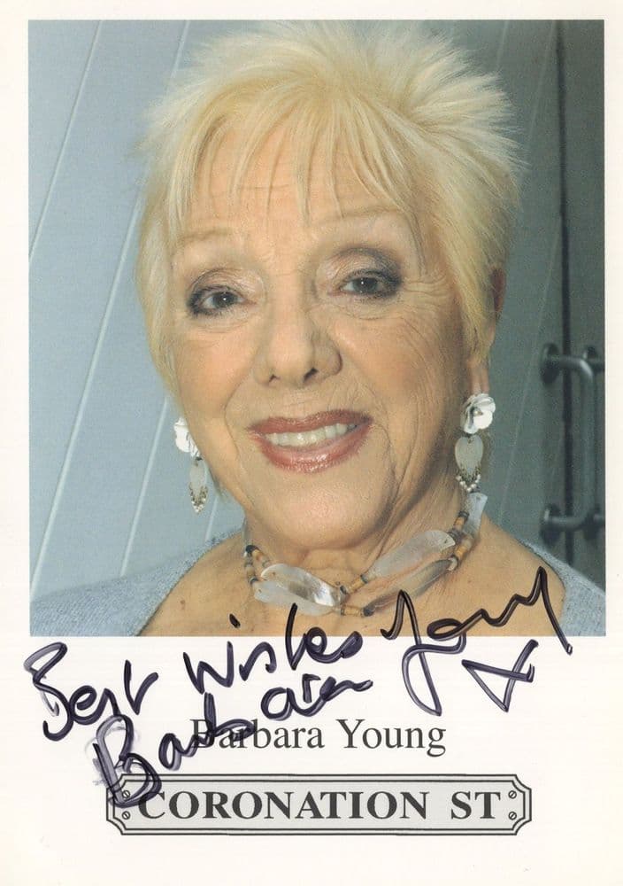 Barbara Young Coronation Street RARE Hand Signed Cast Card Photo