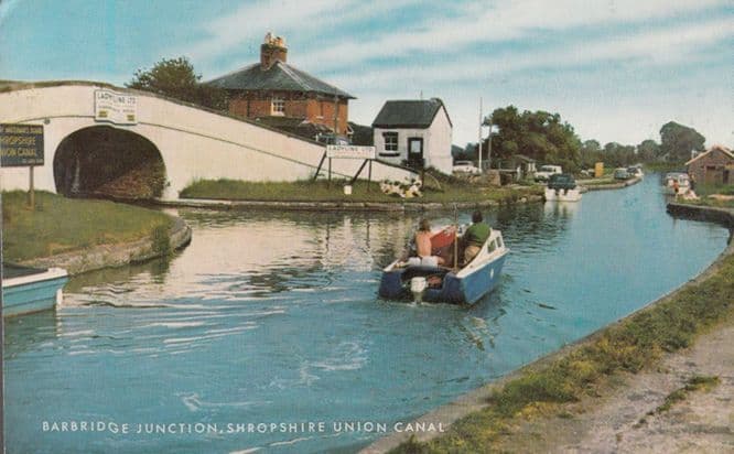Barbridge Junction Shropshire Canal in 1970s Postcard