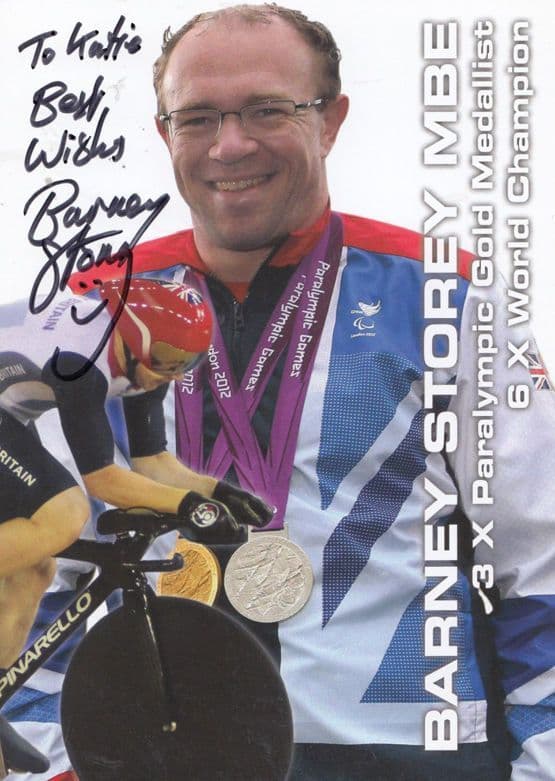 Barney Storey MBE Cyclist 3 x Paralympic Gold Official Hand Signed Photo
