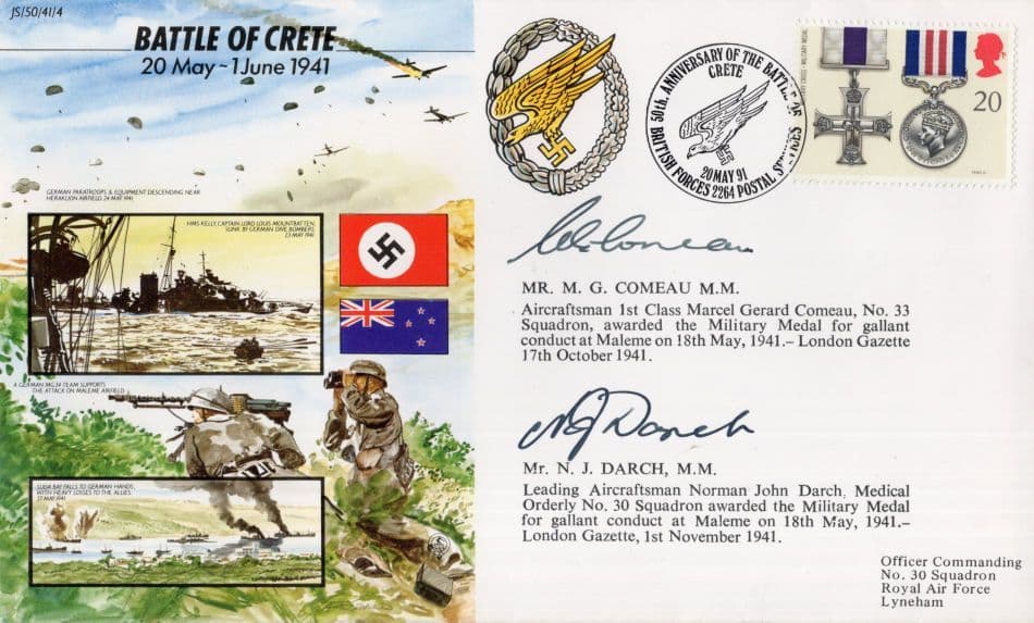 Battle Of Crete WW2 Swastika German Wounded & POW DOUBLE Hand Signed FDC