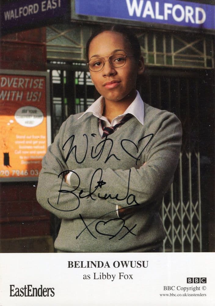 Belinda Owusu Libby Fox Eastenders Station Hand Signed Cast Card Photo