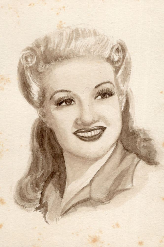 Betty Grable Hollywood Film Actress Vintage Rare Old Hand Art Drawing