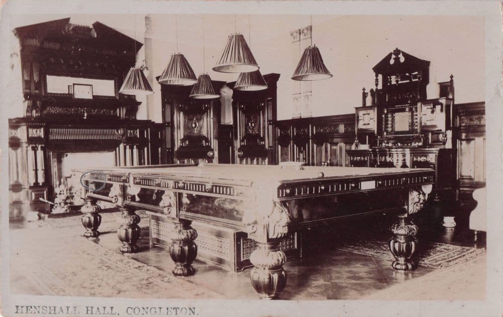 Billiard Room Henshall Hall Congleton Cheshire Old RPC Postcard