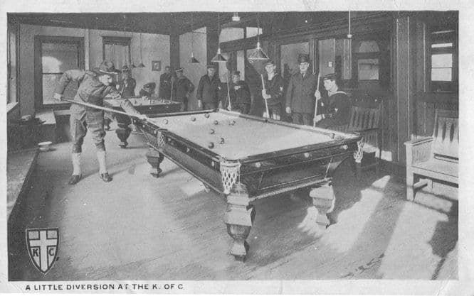 Billiards Game Diversion at Knights Of Columbus Halls Maryland Old WW1 ...