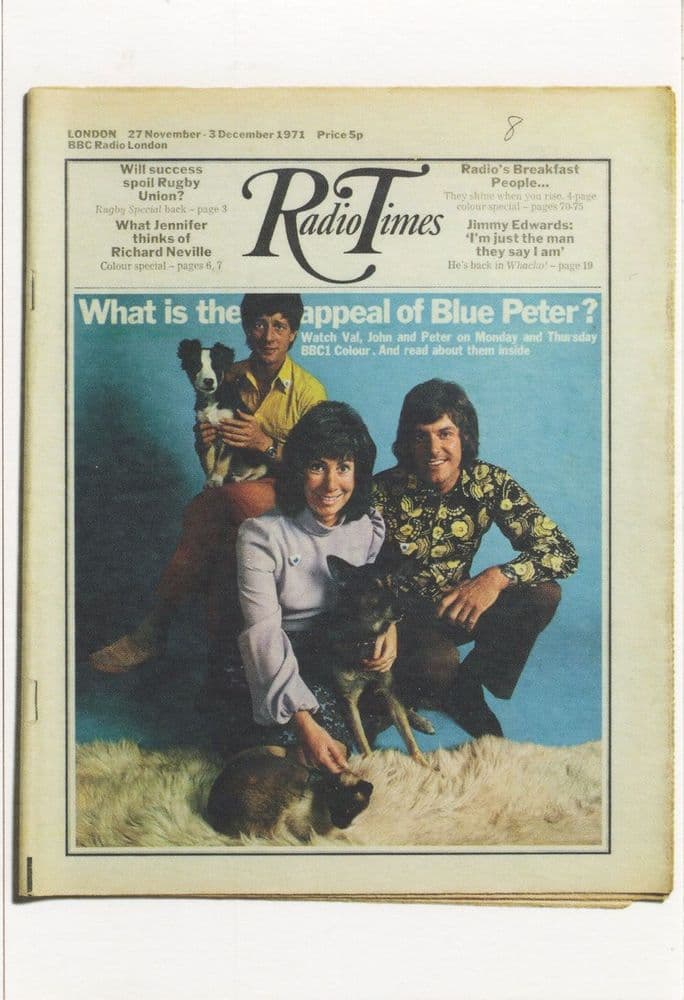 Blue Peter Valerie Singleton John Noakes BBC TV Show Postcard