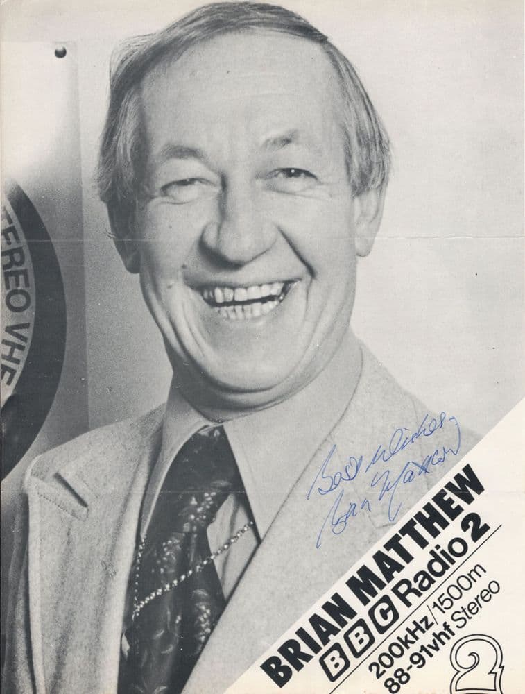 Brian Matthew Vintage BBC Radio 2 DJ Large Signed Picture Autograph