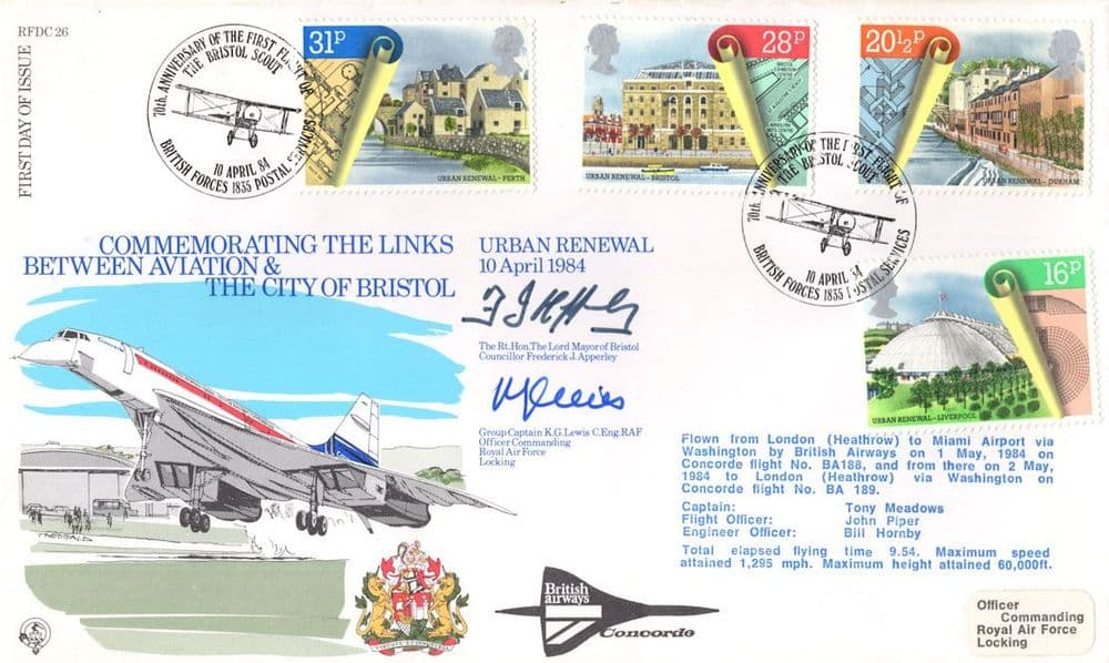 Bristol Aviation Plane KG Lewis RAF Captain Mayor MULTI Hand Signed FDC