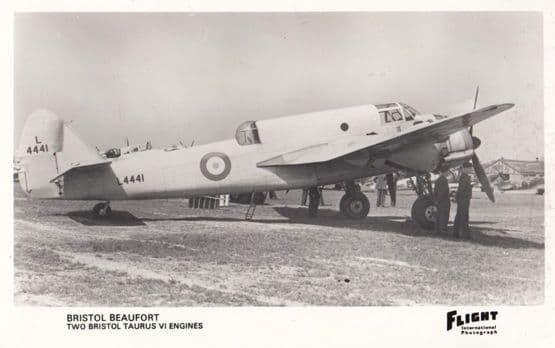 Bristol Beaufort Two Bristol Taurus VI Engines Military Plane Postcard
