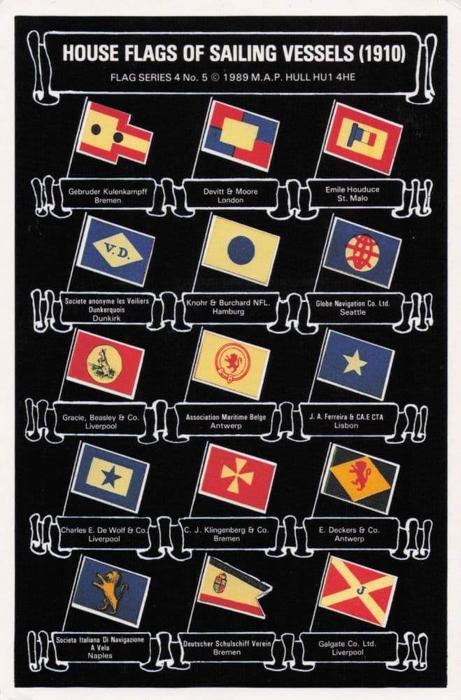 British 1910 Sailing Boats Flags 5 Nautical Ship Marine Art North Sea ...