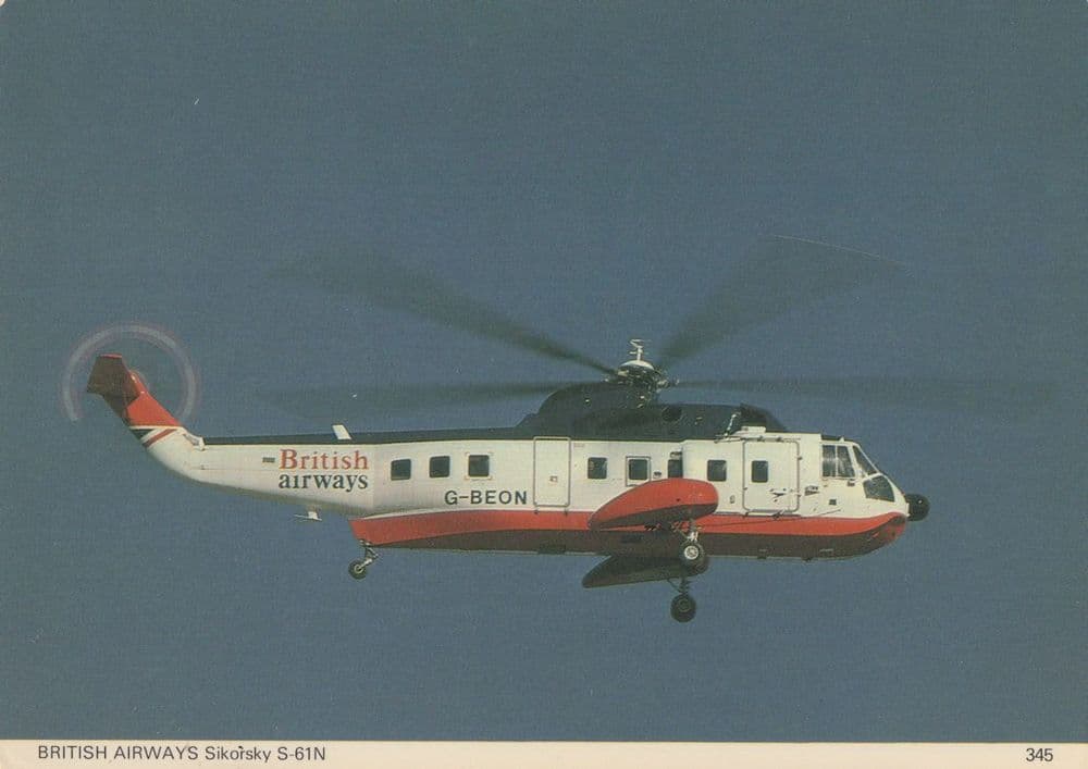 British Airways Sikorsky S-61N Plane Postcard
