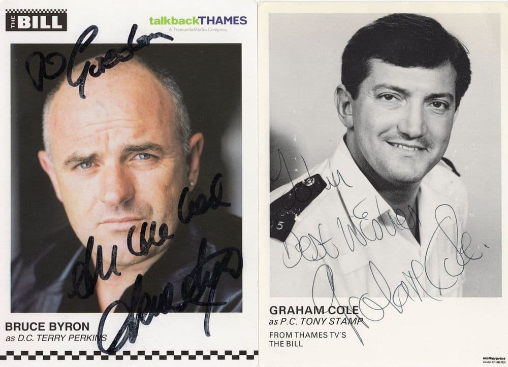 Bruce Byron Graham Cole The Bill ITV Show Hand Signed 2x Photo s