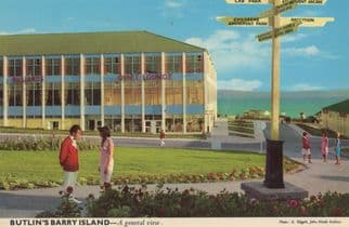Butlins Barry Island Signpost To Car Park 1970s Rare Welsh postcard