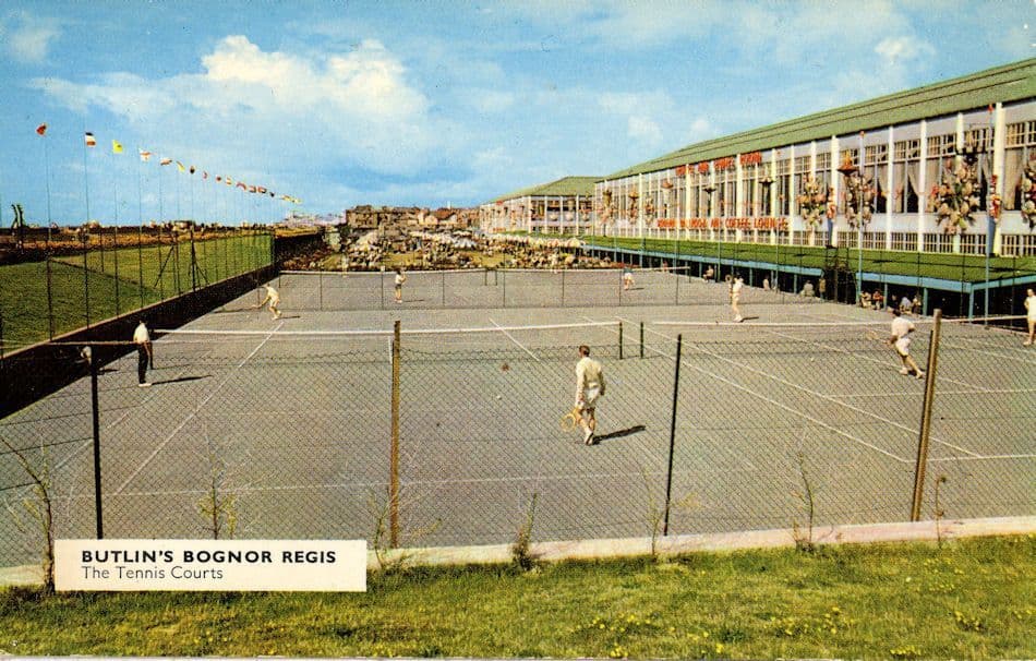 Butlins Bognor Regis Tennis Courts 1970s Holiday Camp Rare Postcard
