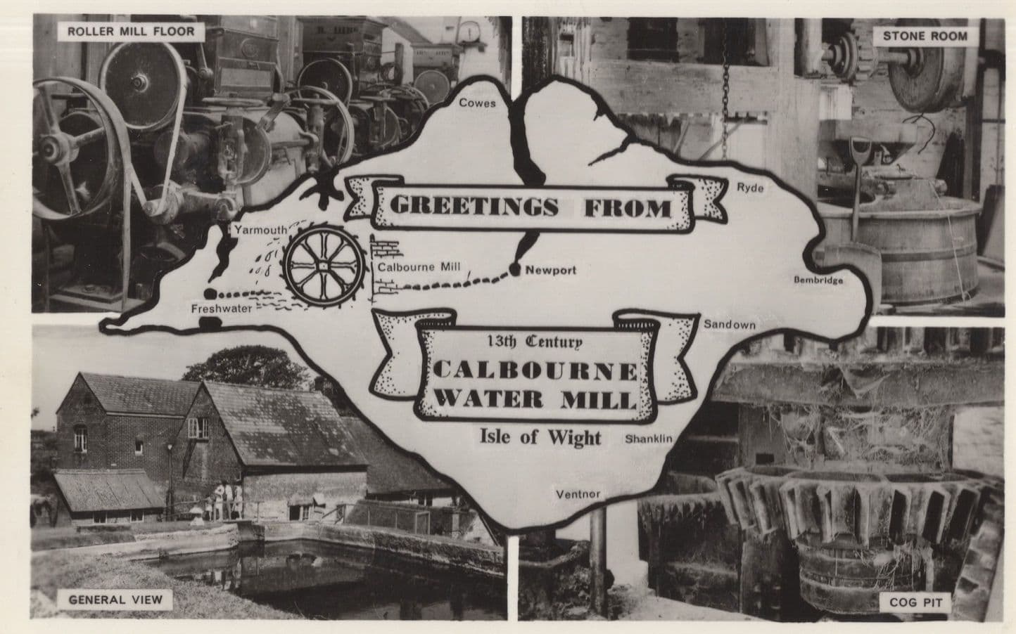 Calbourne Water Mill Isle Of Wight Map Real Photo Postcard