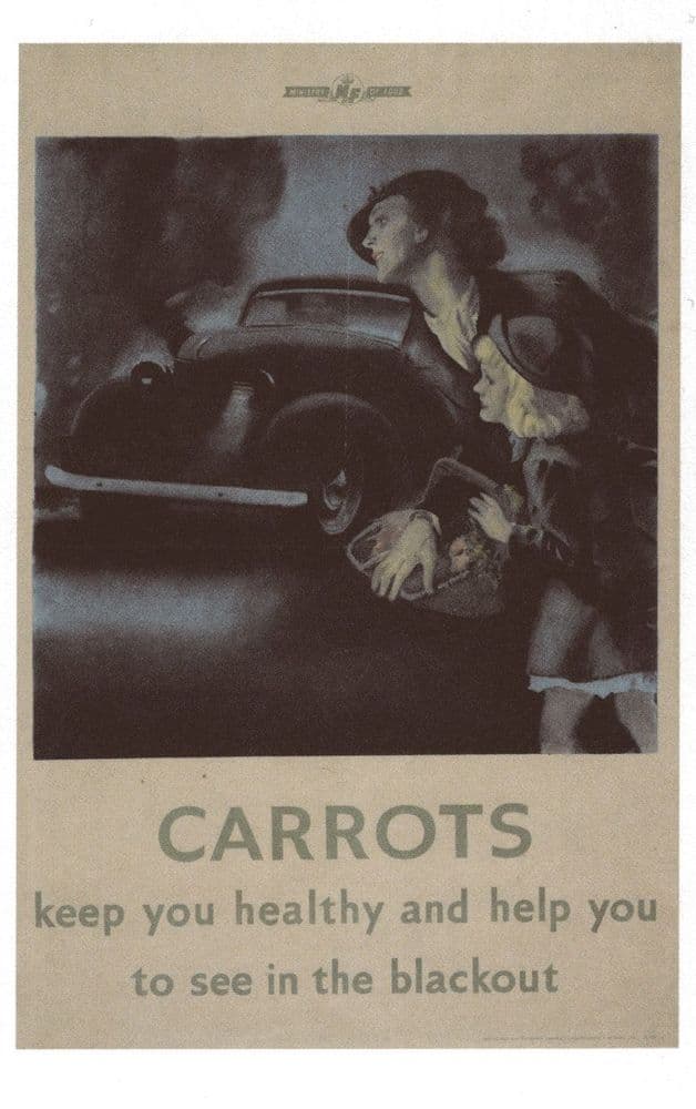 Carrots In WW2 War Blackout Military War Poster Postcard
