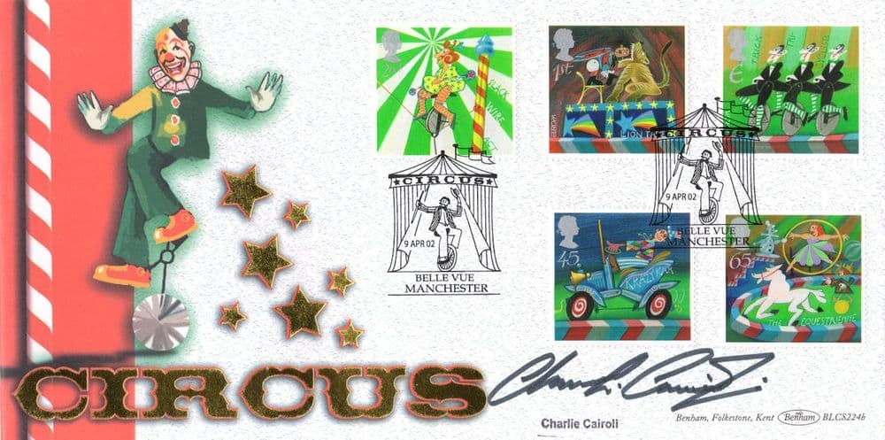 Charlie Cairoli Italian Clown Circus 2002 Hand Signed Benham FDC