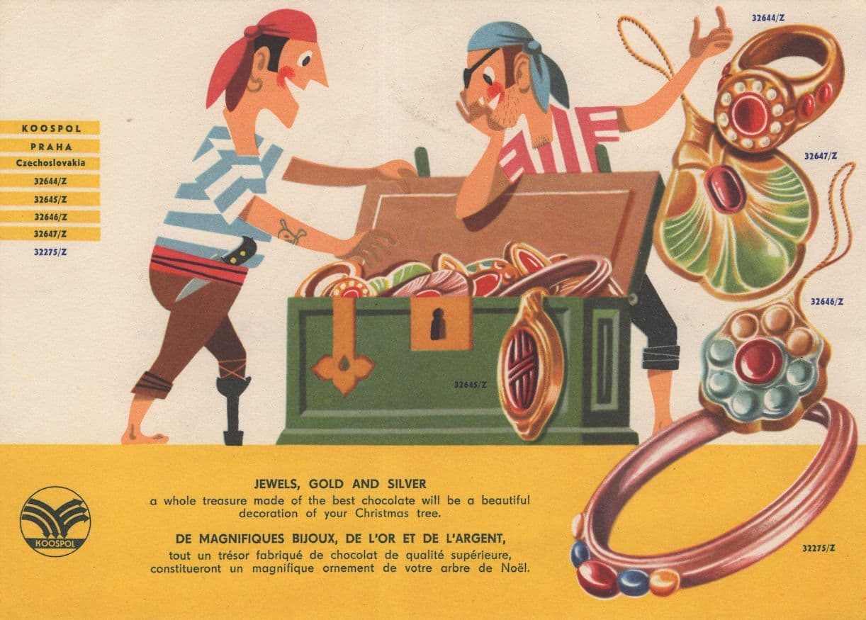 Chocolate Czech Treasure Chest Tree Koospol Pirates Soviet Advert Card