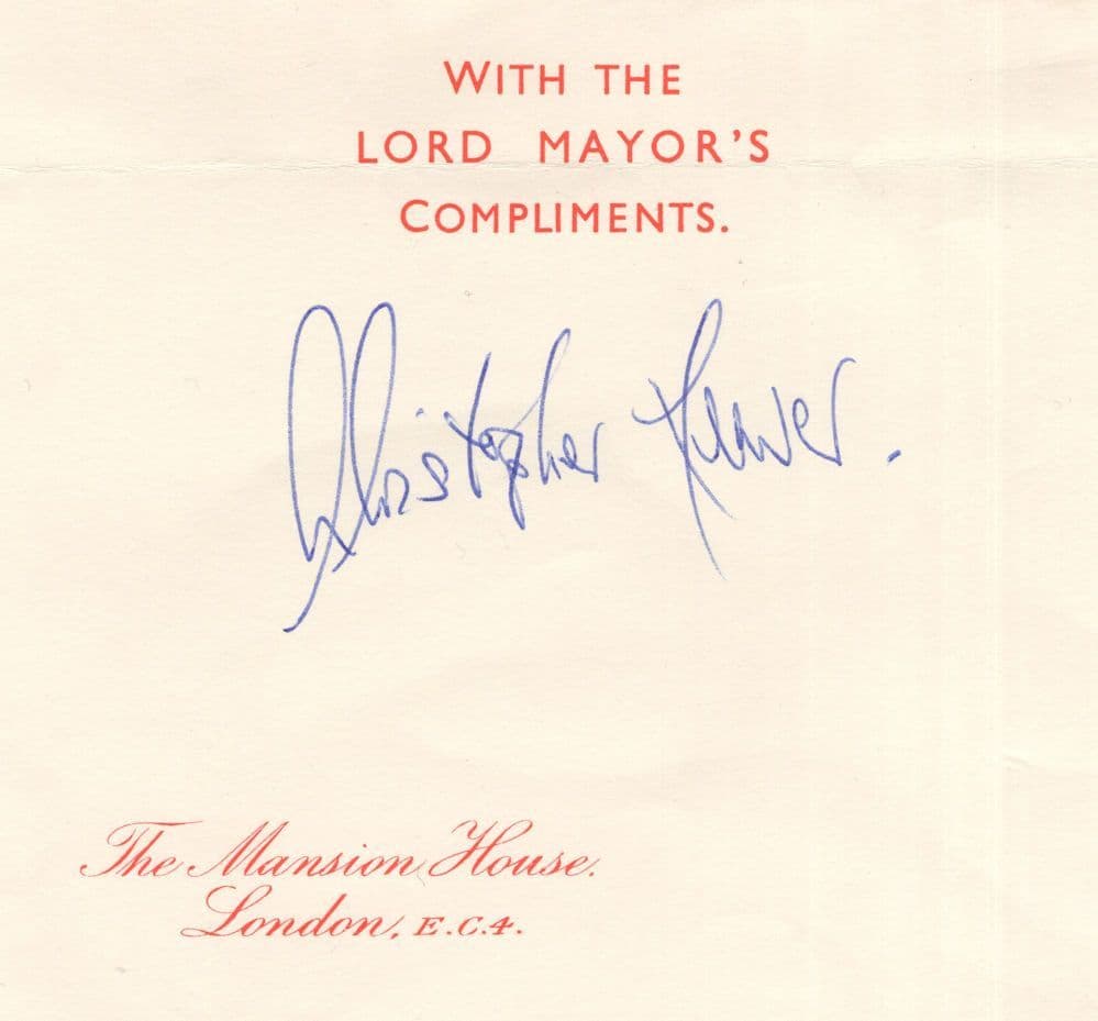 Christopher Leaver 1980s London Mayor Official Hand Signed Autograph