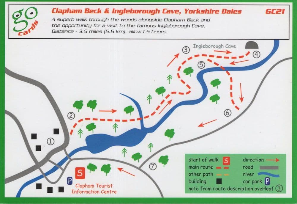Clapham Back Yorkshire Rambling Ramblers Rare Map Card