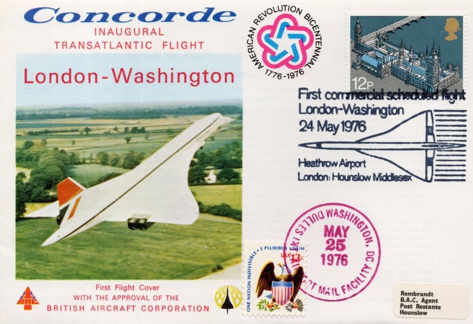 Concorde 1st London To Washington Flight Rare 1976 First Day Cover