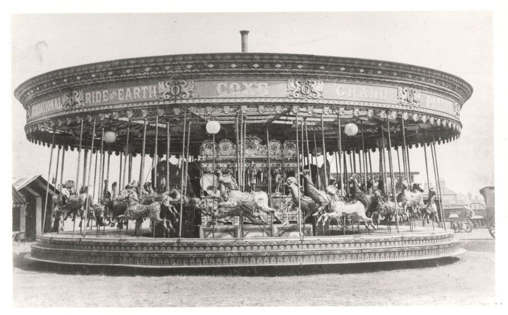 Cox s of Mansfield Carousel Roundabout Fairground Society PB Postcard Photo