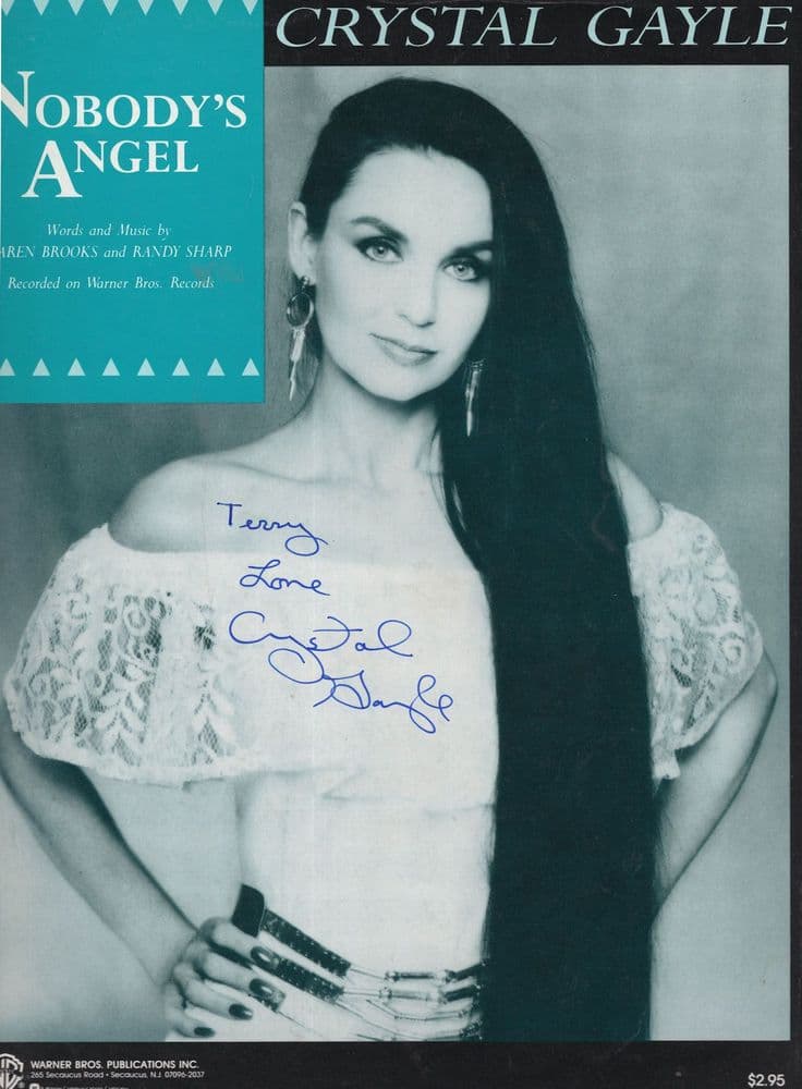 Crystal Gayle Nobody s Angel XL Hand Signed Rare Sheet Music