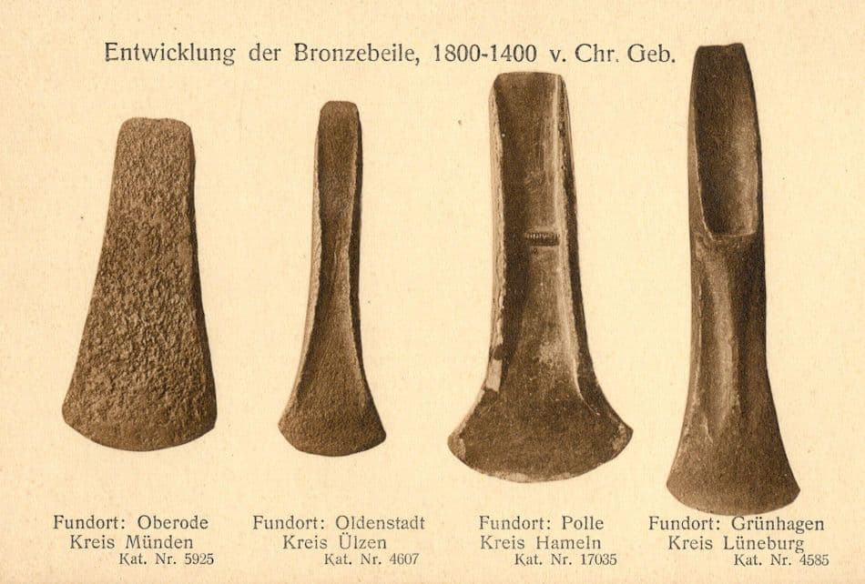 Development Of Bronze Axes Prehistoric Vintage German Postcard