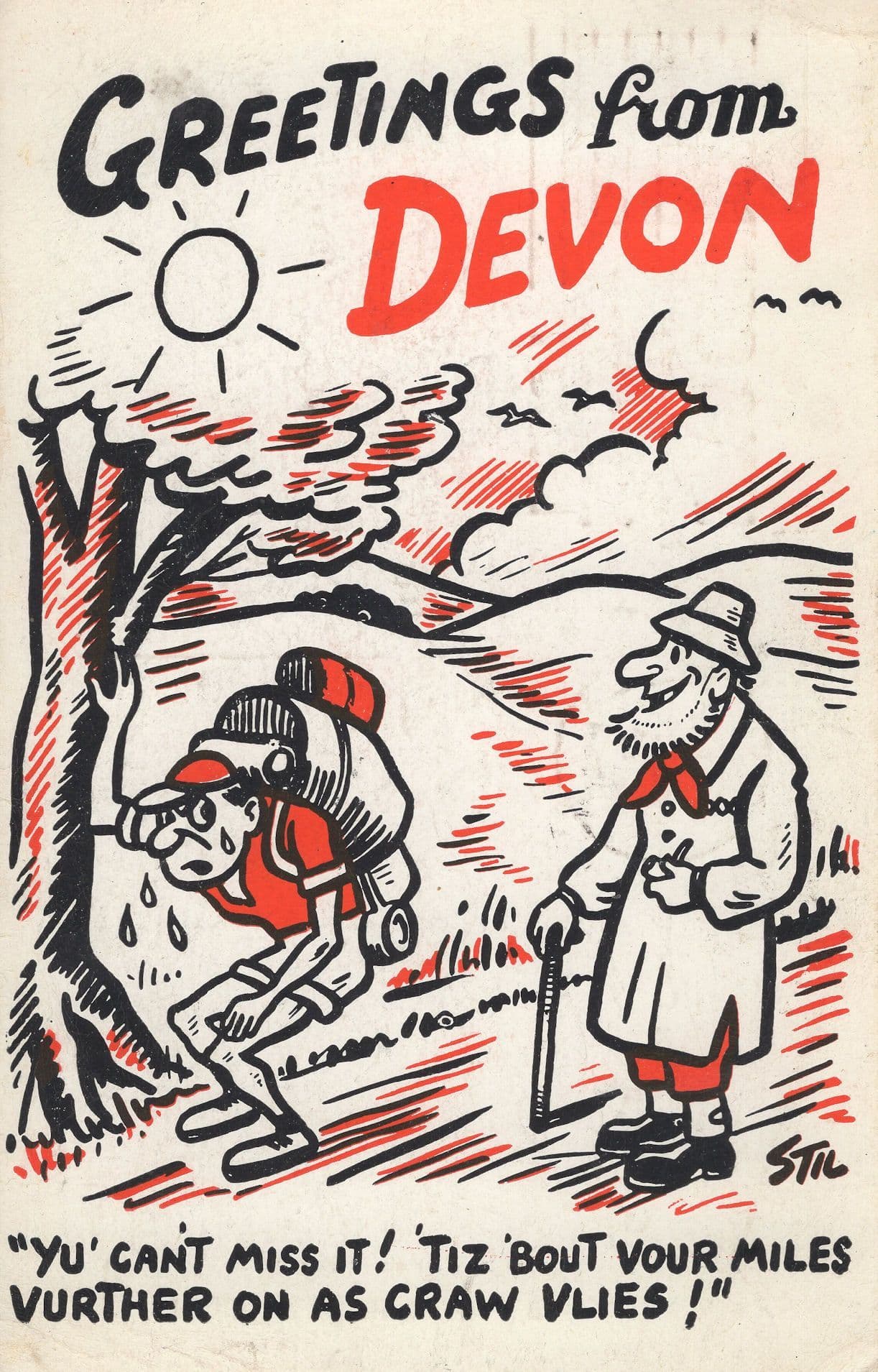 Devon Camping Comic Dialect 1960s Postcard