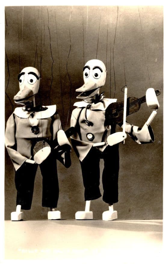Dilly & Dally Duck Musicians At Puppet Land Marionette Real Photo Old ...