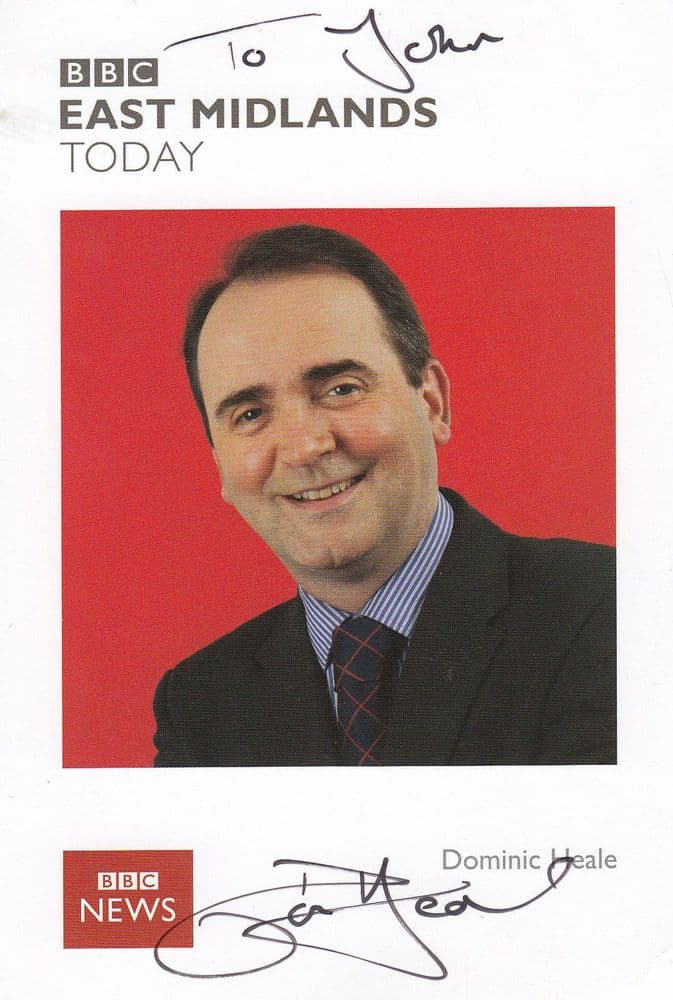 Dominic Heale BBC Newsreader Hand Signed East Midlands Today Cast Card ...