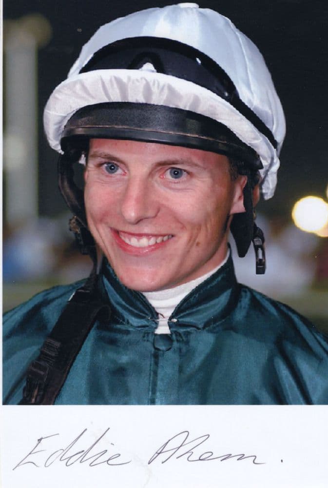 Eddie Ahern Horse Racing Jockey Hand Signed Photo